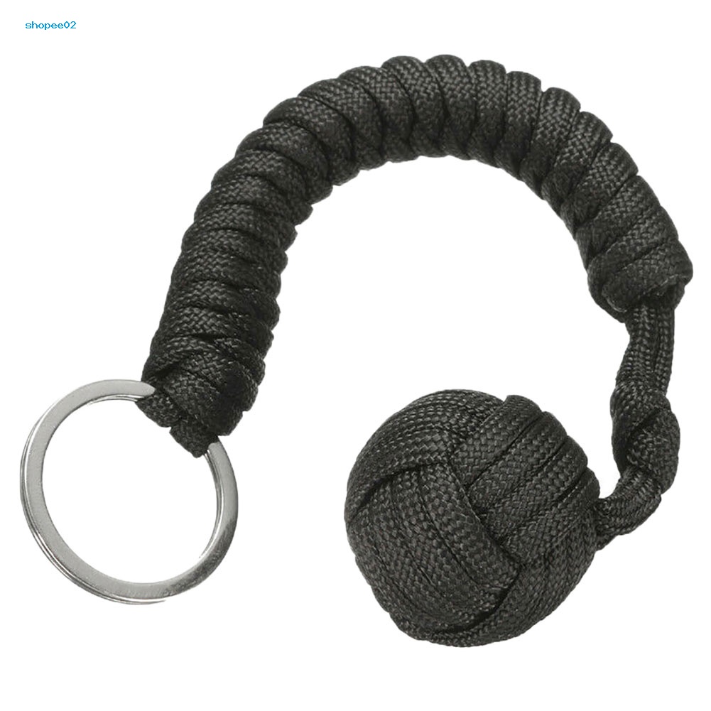 fgDijon Outdoor Stainless Steel Ball Pendant Cord Keychain Survival ...