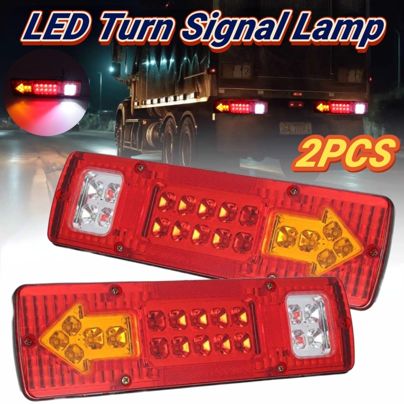2PCS 12V/24V Car Truck Turn Signal Lamp Stop Lights 19LED Tail Lights ...