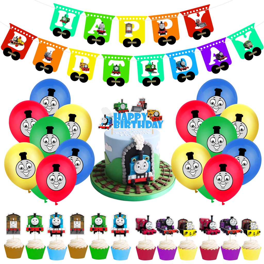 Thomas & Friends Birthday Banner Party Supplies Including Cake Caps ...