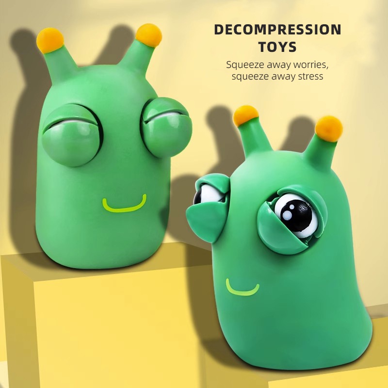 Squishy Grass Worm Toy Cute explosive eyes children's Novelty Eye ...