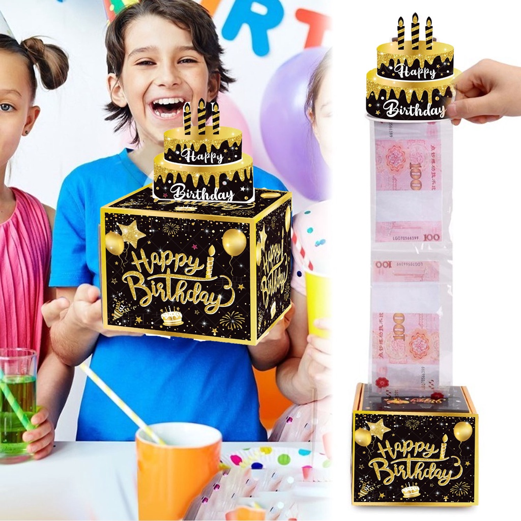 Diy Birthday Surprise Gift Box Fun Pull Money Box With Cake Card