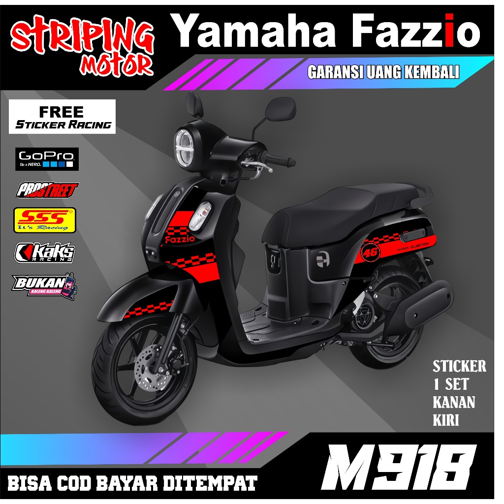 Striping the Yamaha FAZZIO semi full body decal trim sticker | Shopee ...