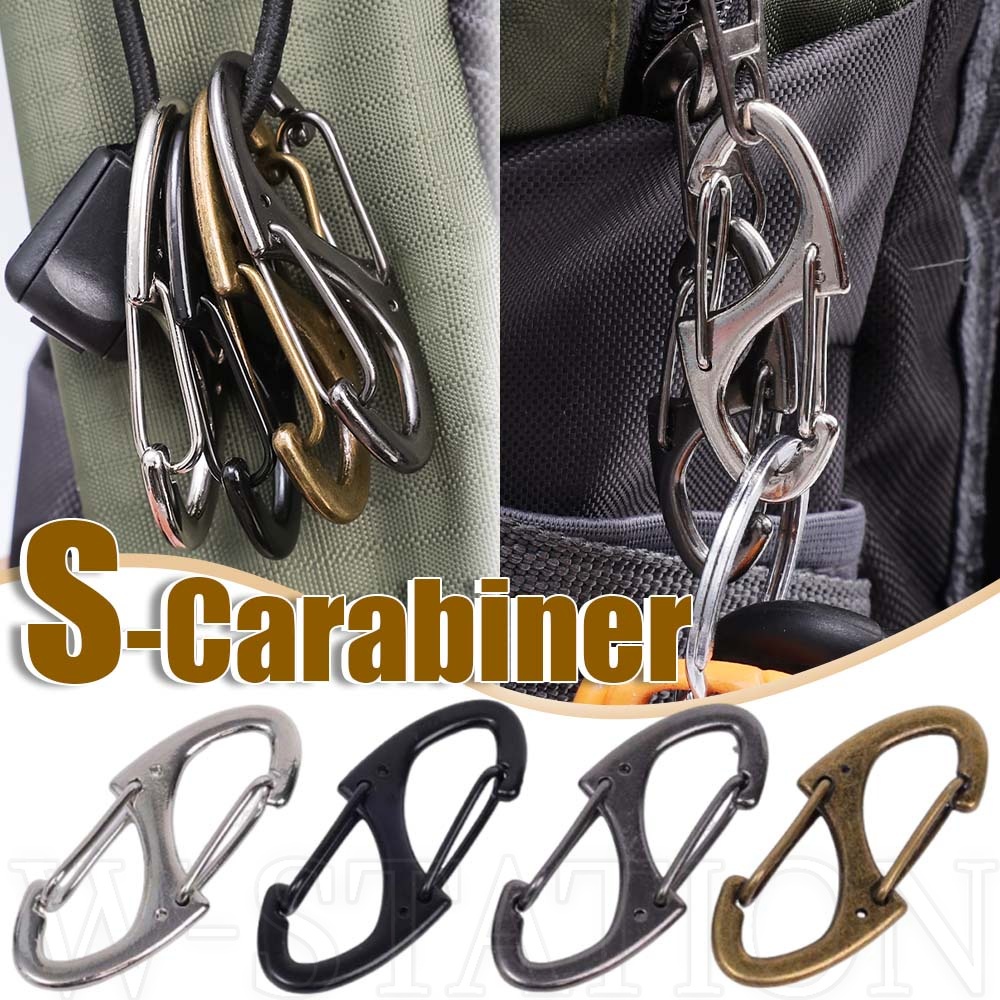 Outdoor Tactical S-Shaped Dual Carabiner / Heavy Duty Zinc Alloy Spring ...