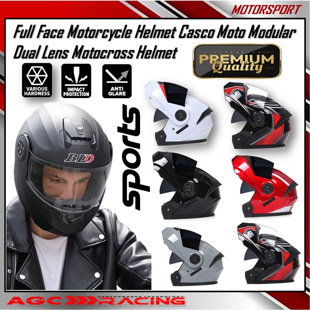 BLD-161 Modular Motorcycle Helmet Full Face Dual Lens Motocross Racing ...