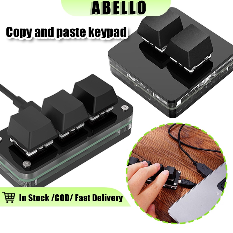 Black 2 Keys Copy Paste Keyboard Mini Mechanical Keyboard with RGB Hot ...