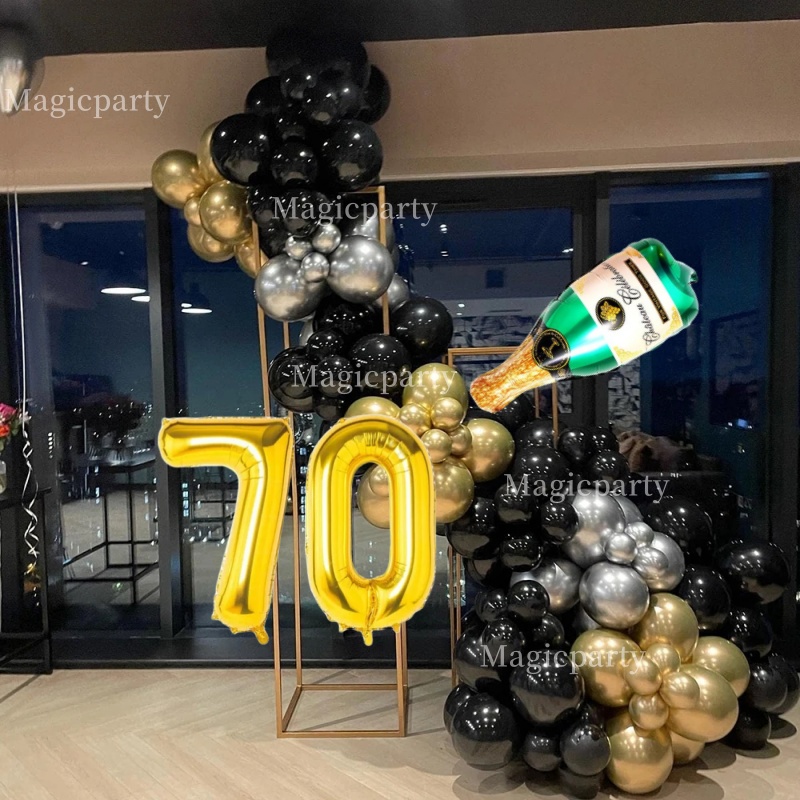 30th 60th 70th 80th Balloons Gold Black Sliver Balloon 32Inch Number ...