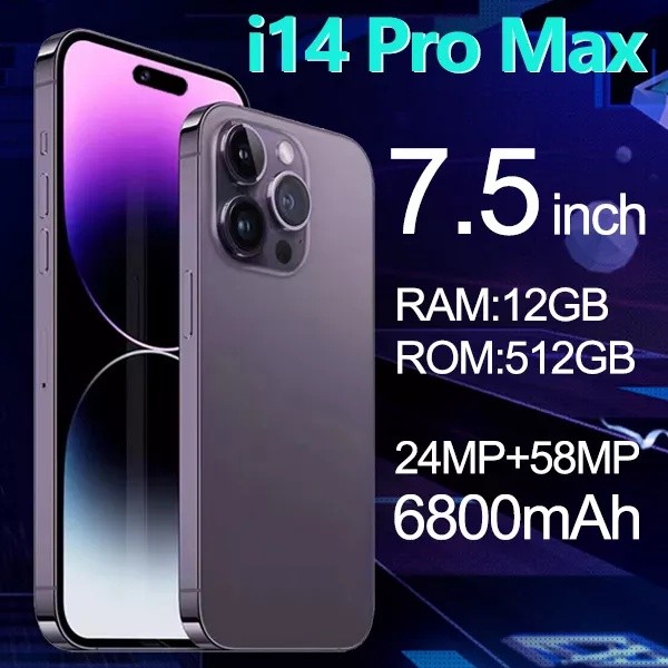 2022 Gadget i14pro Max Smartphone 6.8 Inch Mobile Phone 12GB+ 512GB ...