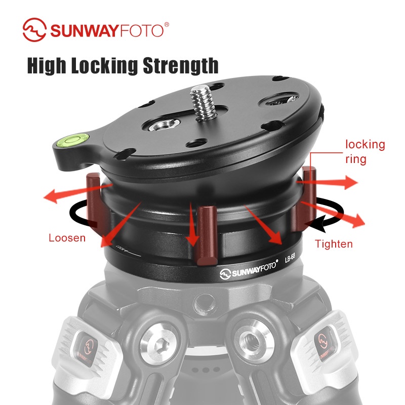SUNWAYFOTO LB-68 Leveling Base Tripod Head 22 Lbs (10kg) Load Capacity ...