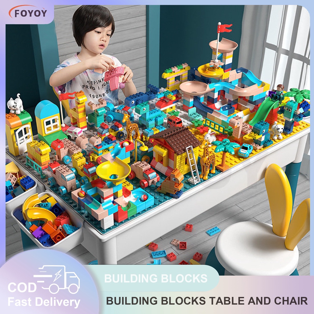 Foyoy Building Blocks Table and Chair Set Study and Play Set Table ...