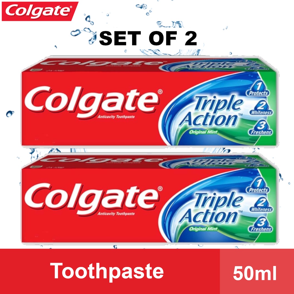 Colgate Toothpaste Triple Action System Original Mint 50ML (Set of 2 ...