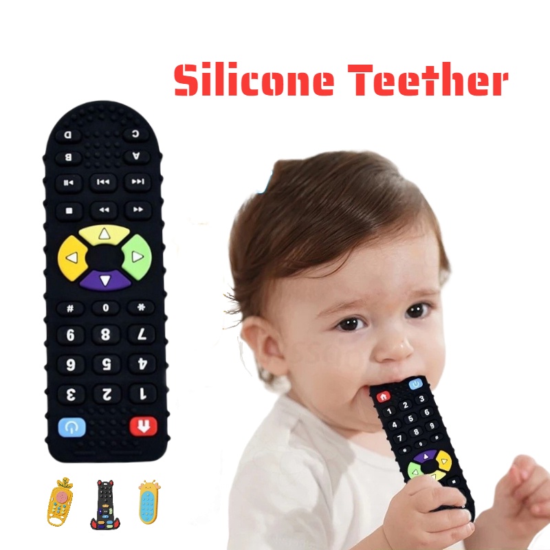 Baby Chewing Toys Silicone Remote Control Shape Sensory Educational ...