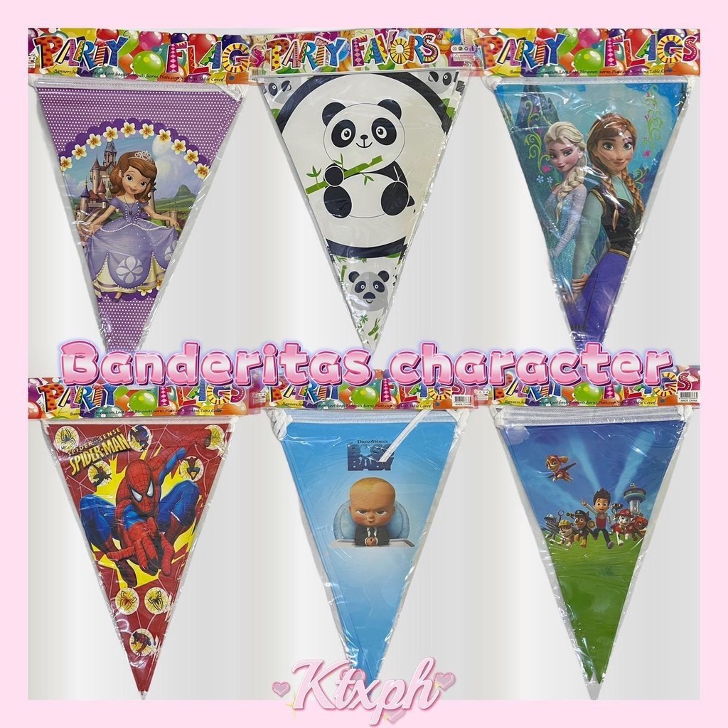 3meter cartoon banderitas paper flags kids character birthday party ...