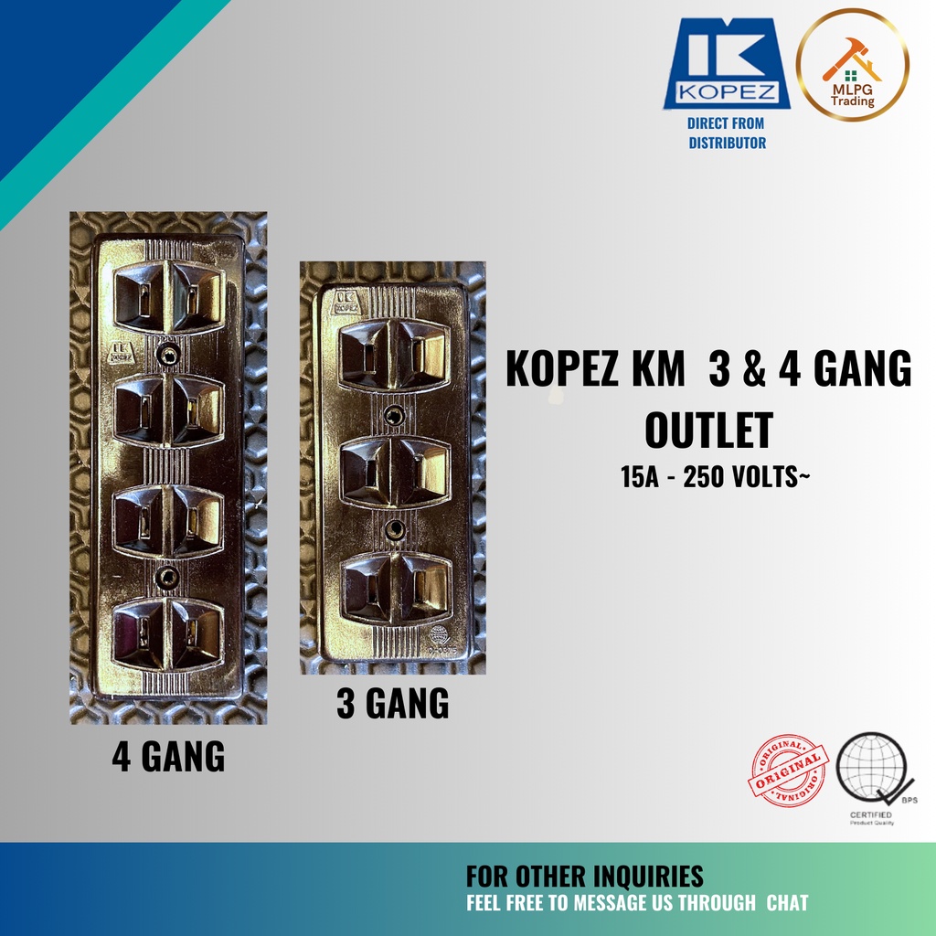 Kopez KM Spring Loaded Outlet - 3 & 4-Gang Outlet | KM2143M / KM2144M ...