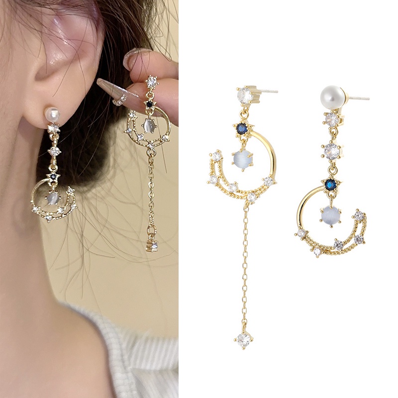 Japanese Korean New Style Asymmetrical Star Moon Temperament Unique ...