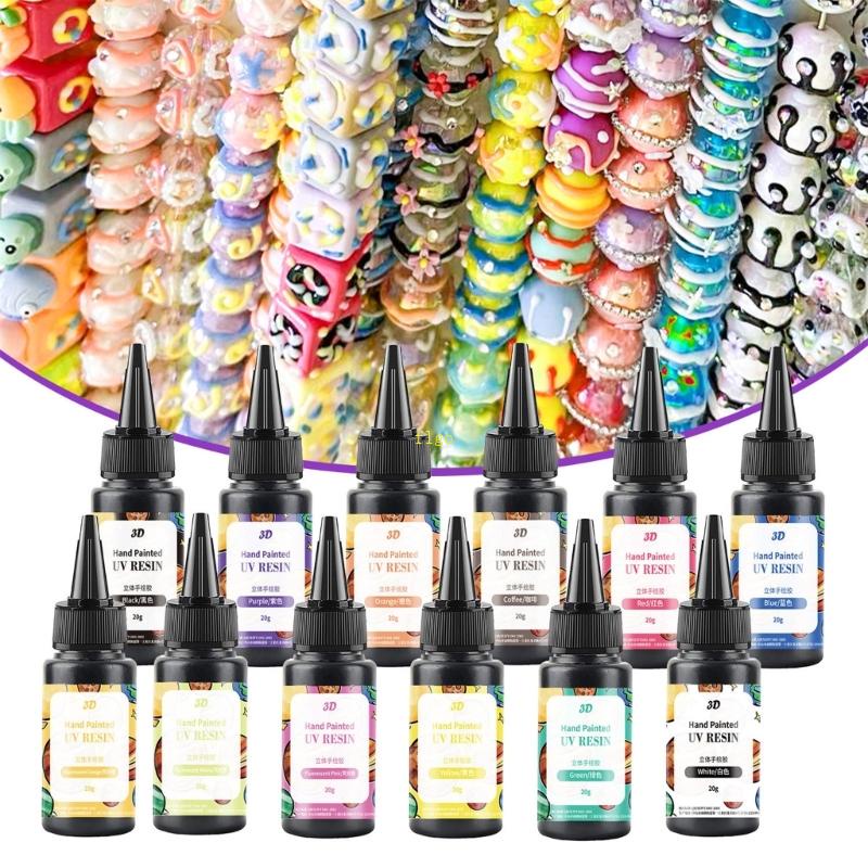 flgo Colorful DIY Hand-Painted Beads Pigment UV Epoxy Resin Paint Color ...