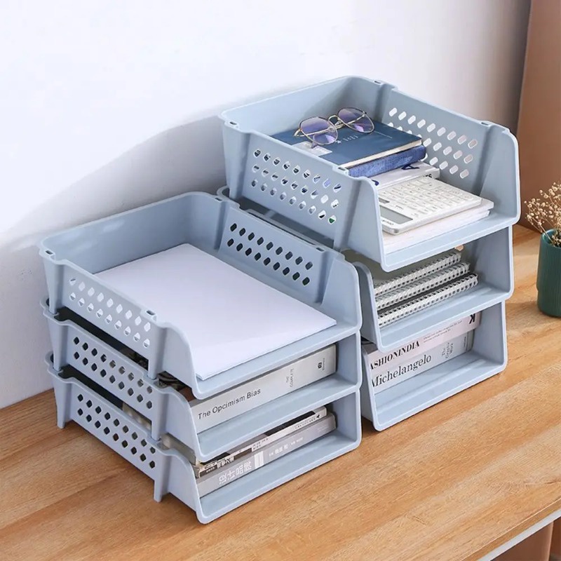 File Box Desktop A4 Document Organizer Stackable Laminated Plastic ...