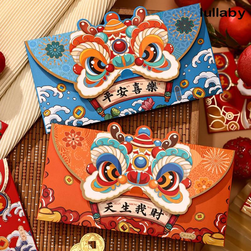 4/6pcs Cartoon Dragon Red Envelopes New Year Red Packet Angpao 2024 ...
