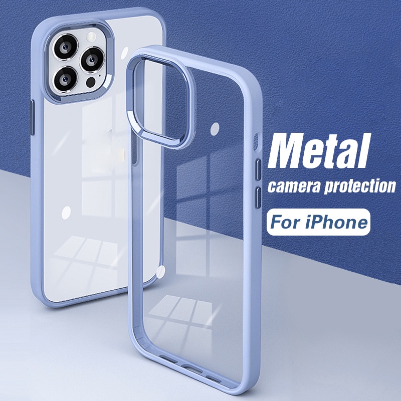Clear Hard PC Phone Case for iPhone 15 11 X XS 12 13 14 Pro Max Metal ...