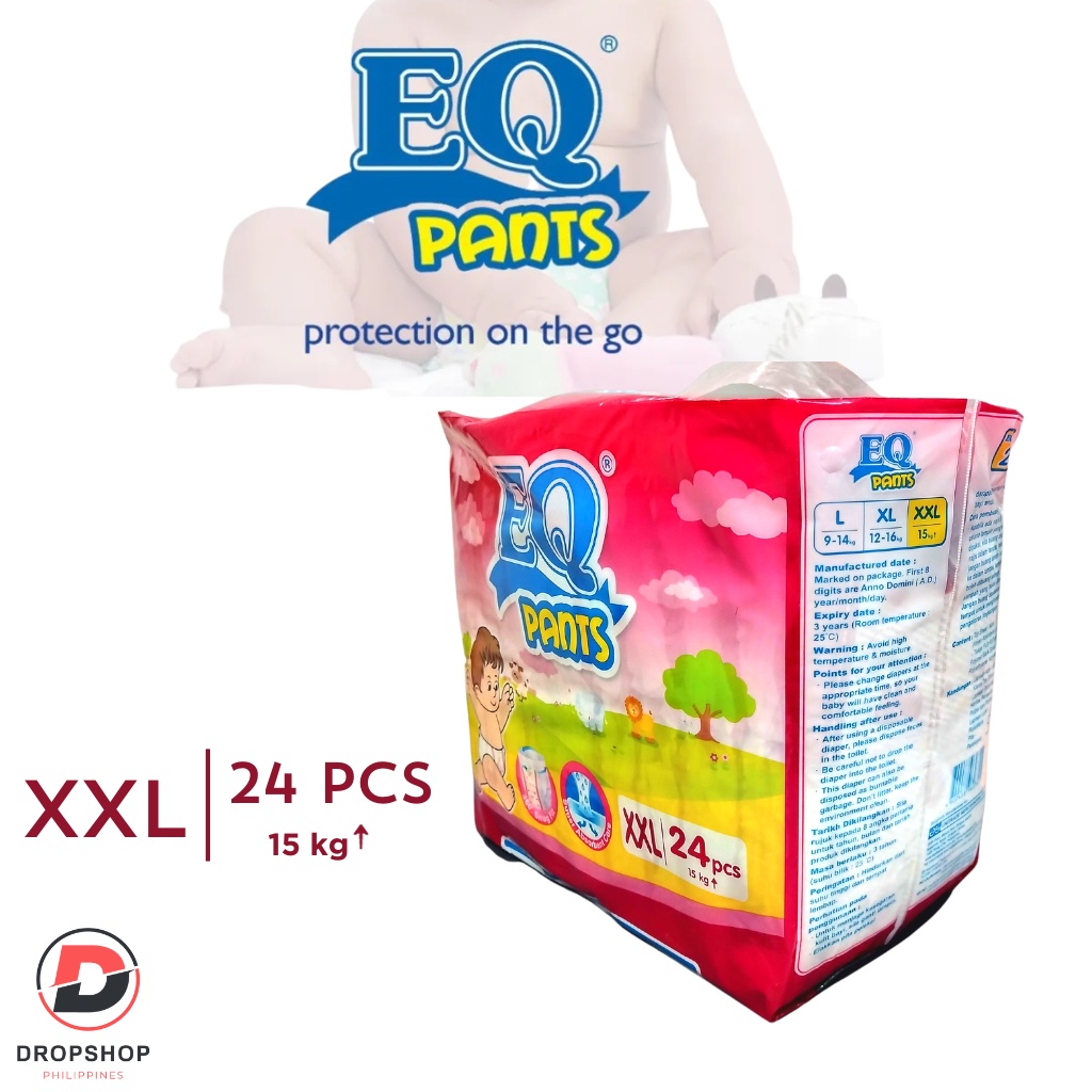 DP EQ Pants Disposable Baby Diaper XXL 24pcs 15kg | Shopee Philippines