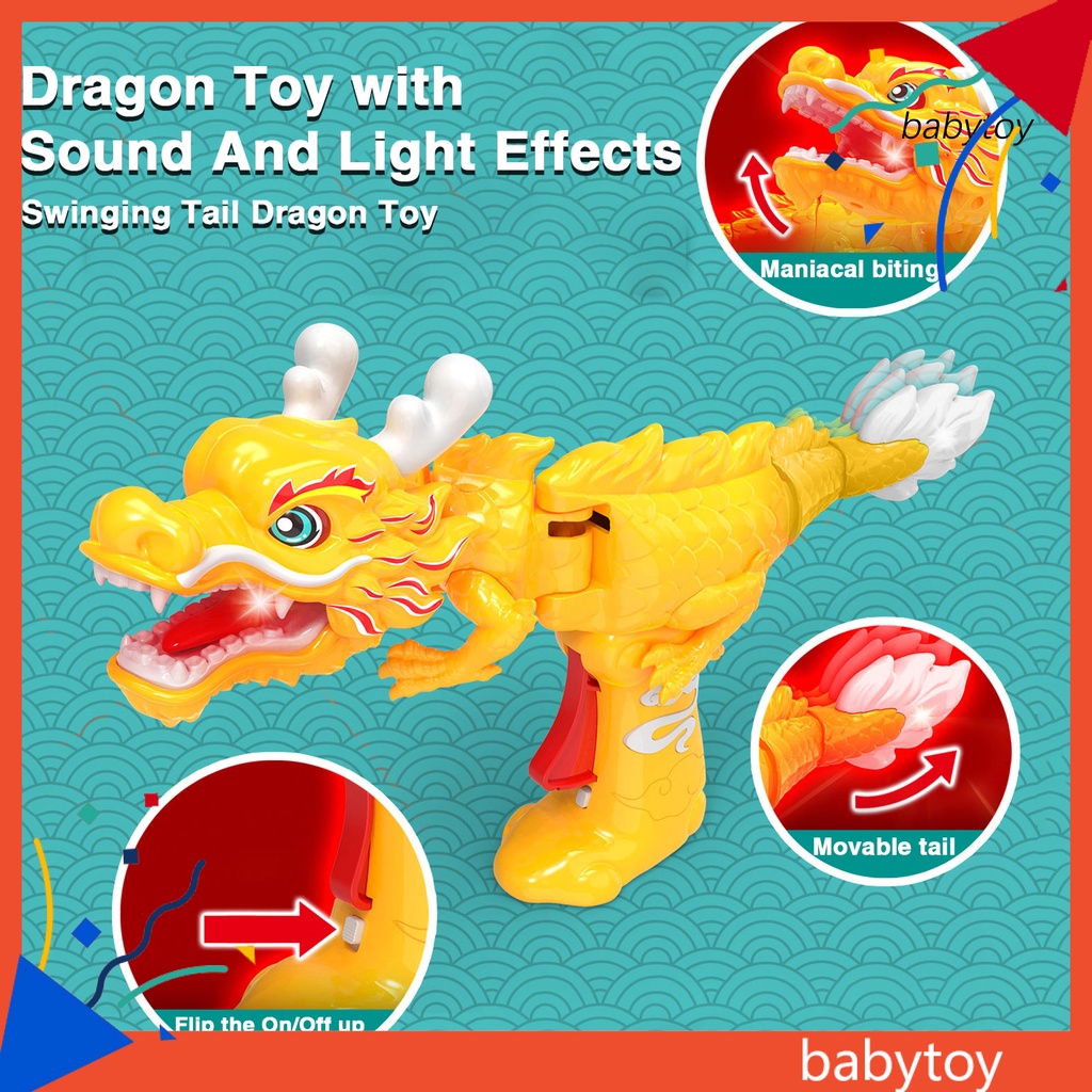 babytoy Golden Chinese Dragon Toy with Sound Light Swing Head Tai Press ...