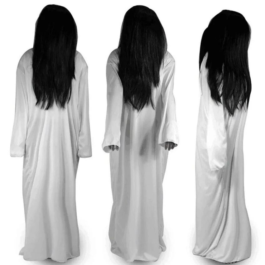 Scary Sadako Cosplay Costumes With Wig White Red Woman Gown Halloween ...