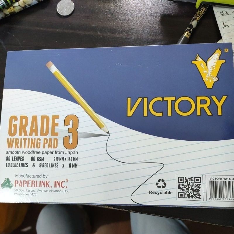 VICTORY writing pad Grade 3 one ream10pad | Shopee Philippines