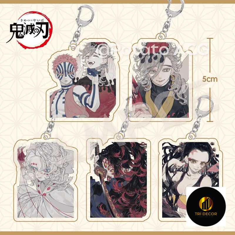 Kokushibou Keychain Anime Demon Slayer Acrylic Douma Akaza Backpack Bag ...