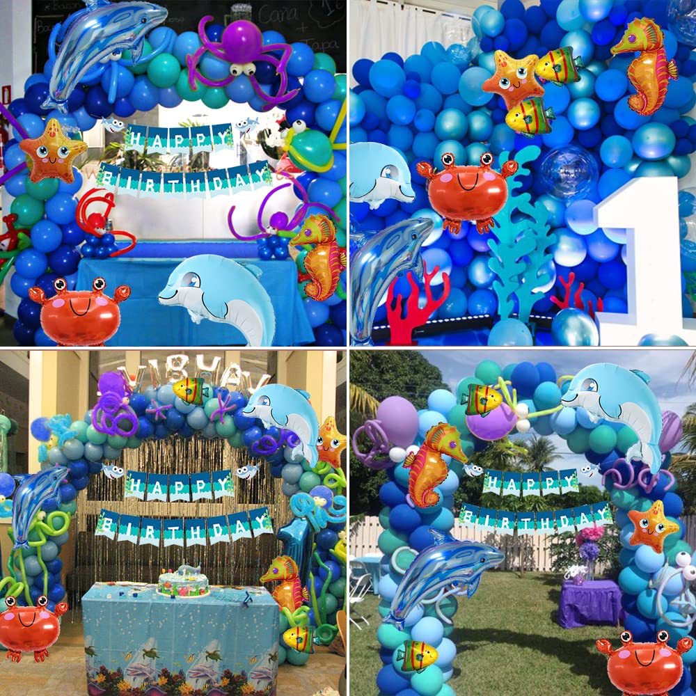 Ocean Theme Sea Animals Octopus Shark Globefish Foil Balloon 32inch ...