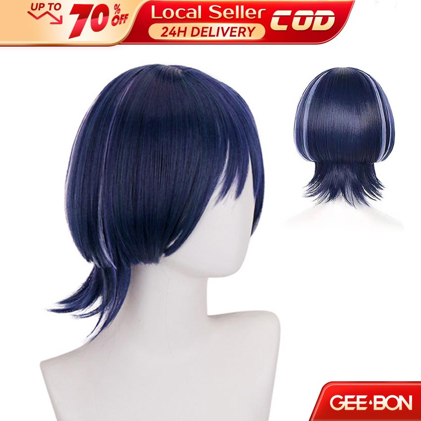 GEEBON Genshin Impact Scaramouche Wig Blue Black Color Short Halloween ...