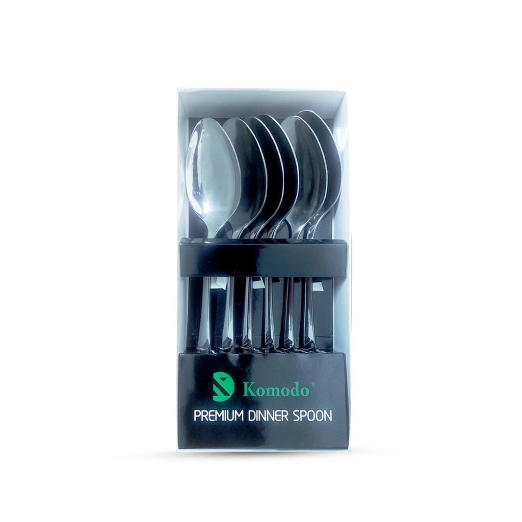 Komodo Premium Thick Stainless Steel Plain Dinner Spoons 6 Pcs | Shopee ...