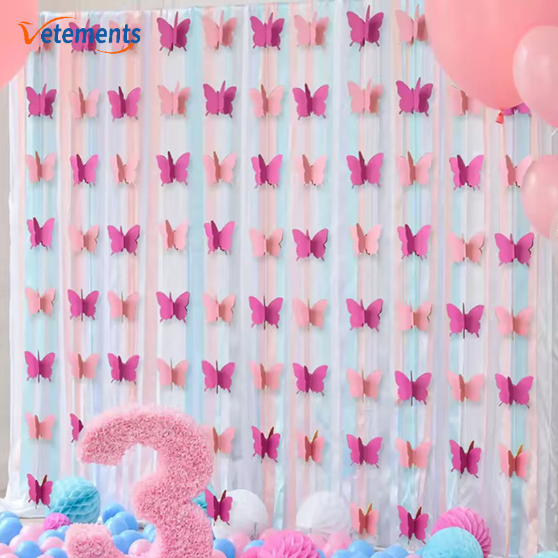 Colorful Gradient Paper Craft Butterflies String Party Decoration ...