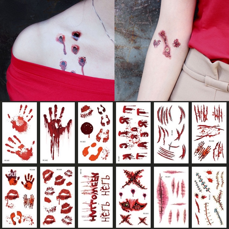 Halloween Horror Wound Realistic Blood Wound Scar Pattern Waterproof ...