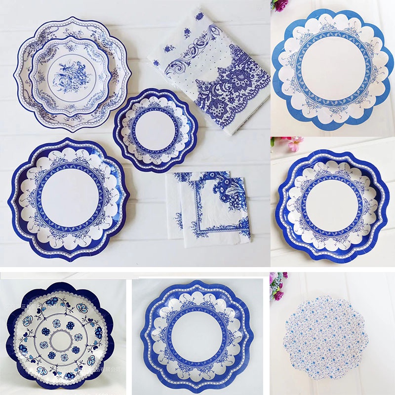 Chinese Style Celadon Paper Plates Disposable Dinner Plates Paper ...