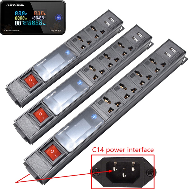 C14 interface Network cabinet Power Strip Universal Socket With 2USB ...