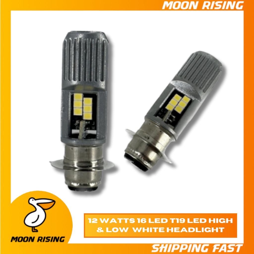 MOTORCYCLE LED LIGHT T19 LED HEADLIGHT 16LED 12WATTS WHITE HIGH AND LOW ...