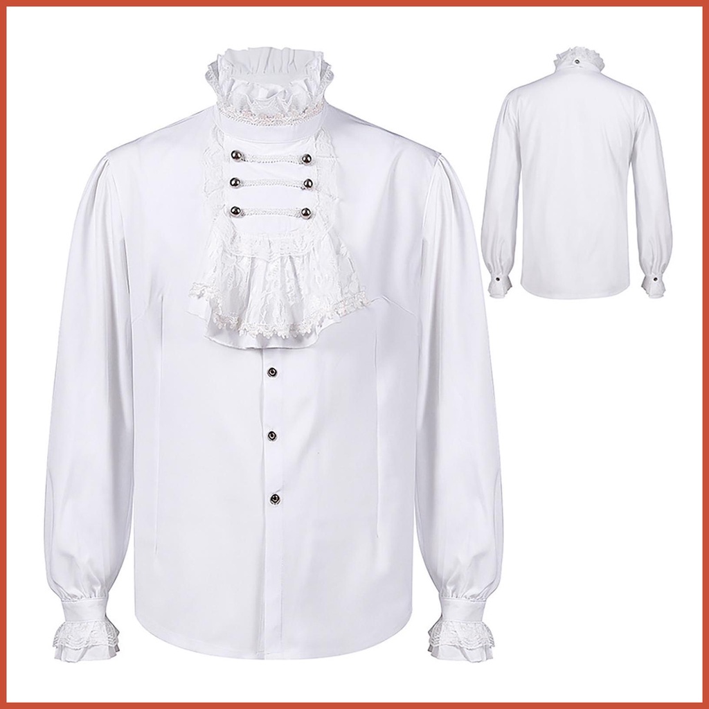 Renaissance Shirt Men Medieval Pirate Ruffle Colonial Victorian Top ...