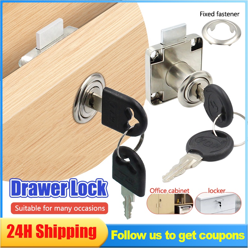 Drawer Lock With 2 Keys Fixed Clasp Cold-rolled steel Cabinet Lock Furniture Door Cabinet Locks ...