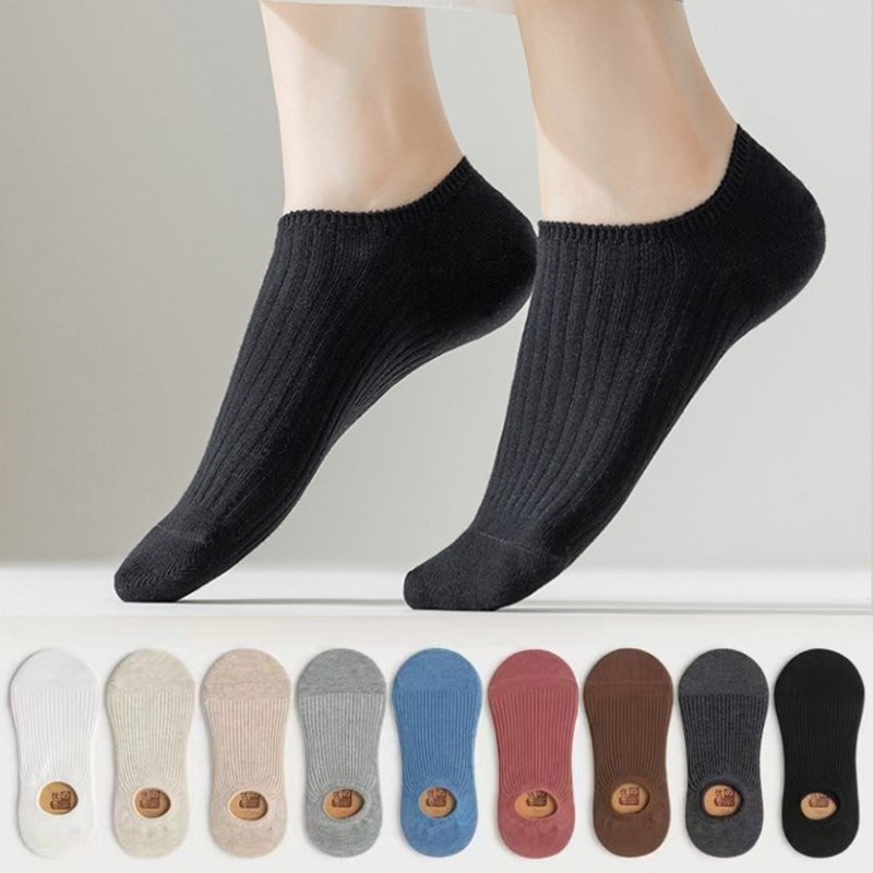 Women Ankle Socks Casual Candy Colors Invisible Socks Non-Slip Cotton ...