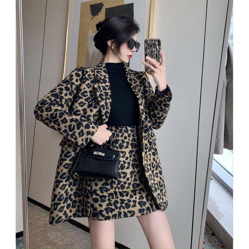 Han Fan fashionable royal sister Fan double-breasted loose leopard ...