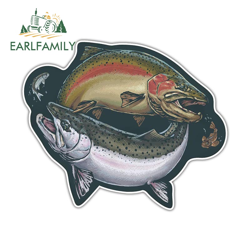 EARLFAMILY 13cm x 10.7cm Classic Steelhead Cycle Decal Fishing Kayak ...