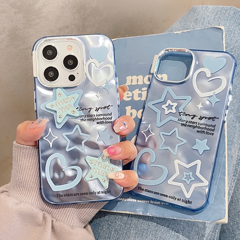 Huiwanju blue pleated three-dimensional star suitable for iPhone 15 ...