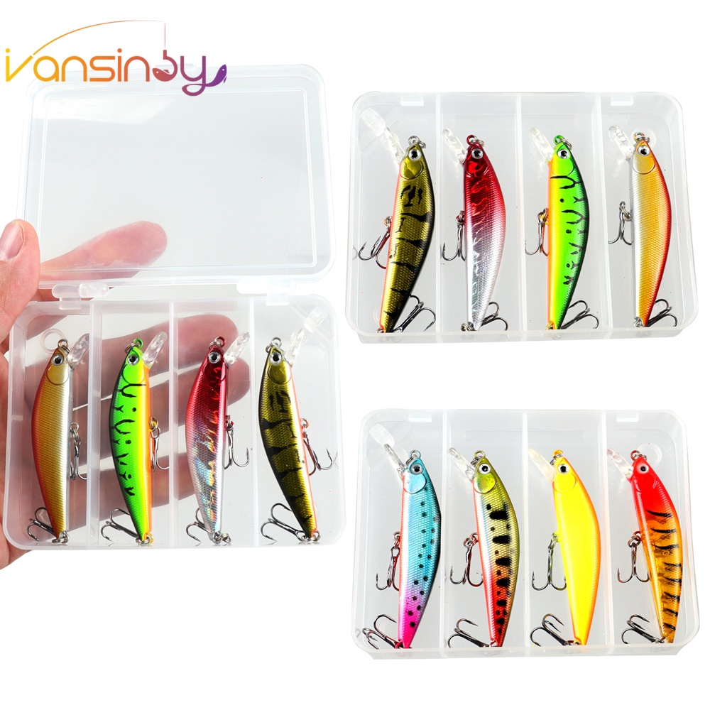 (Local Shipment)4pcs Box Fishing Gear 7cm/8g Fishing Minnow Sinking Lure Water Long Throw Hard ...
