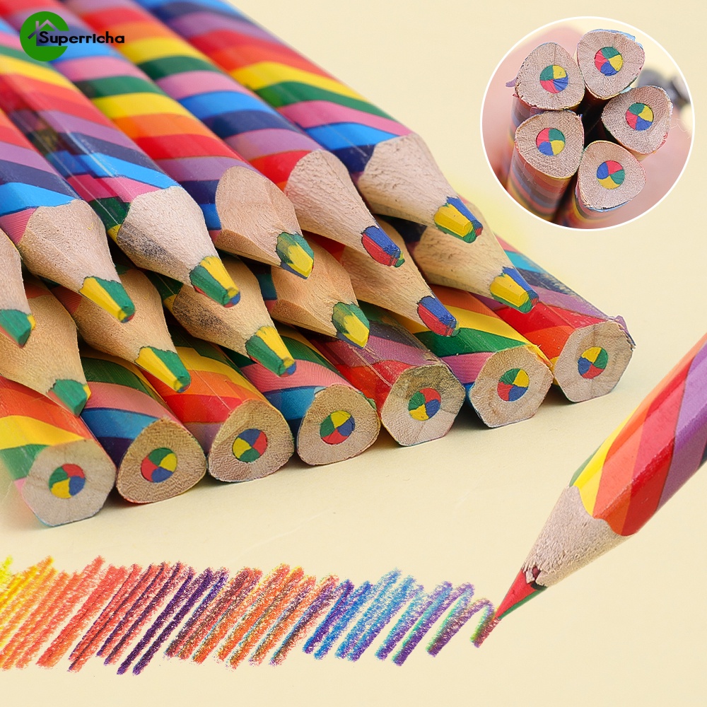 4 Colors Rainbow Pencil / Cute Wood Colorful Pencil Crayon / Art ...