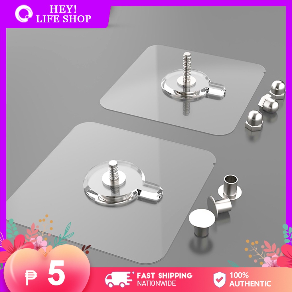 No-drilling Non-Trace Transparent Self Adhesive Nails Hook Photo Frame ...