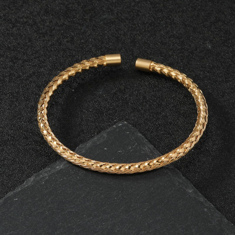 Brand new 4mm stainless steel braided twist opening bracelet,retro ...