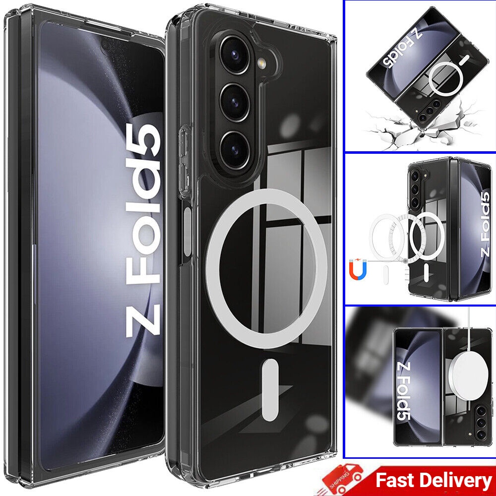For Samsung Galaxy Z Fold 5 MagSafe Case Clear Hard PC Soft TPU ...