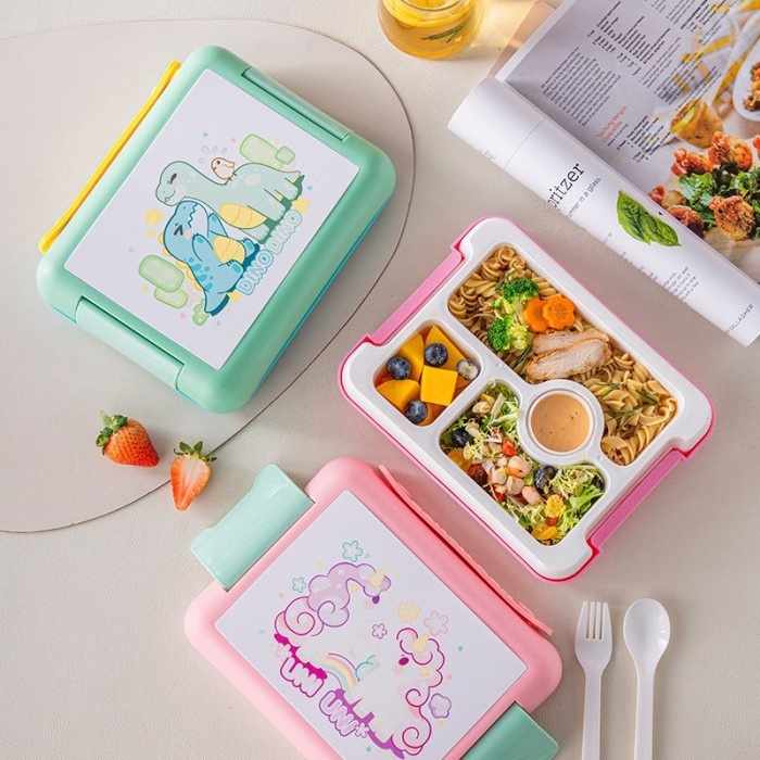 Lunch Box For Kids Cartoon Unicorn Compartment WashablePortable Picnic ...