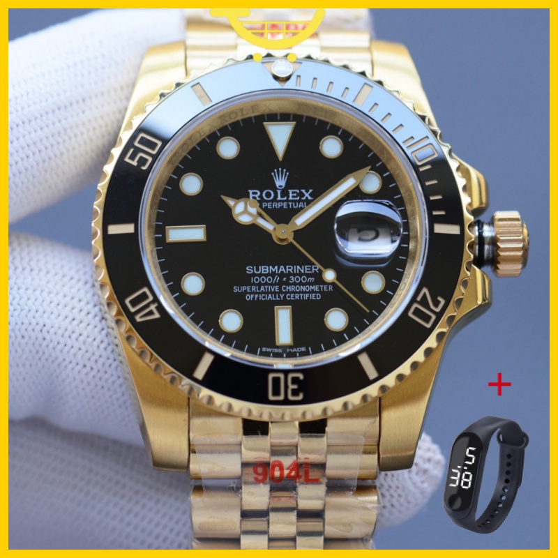 ROLEX 40mm luxury gold men's watch automatic mechanical stainless steel ...