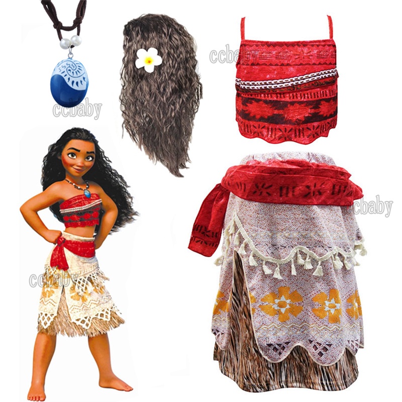 4Pcs Sets Moana Costume for Baby Girl 1 Year Old Birthday Kids Cosplay ...