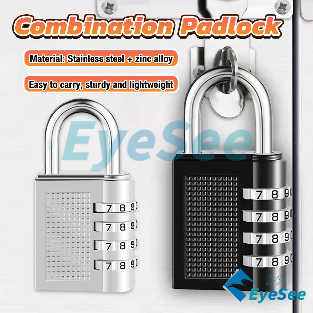 4 Digit Number Combination Padlock Extra Large Resettable for School ...